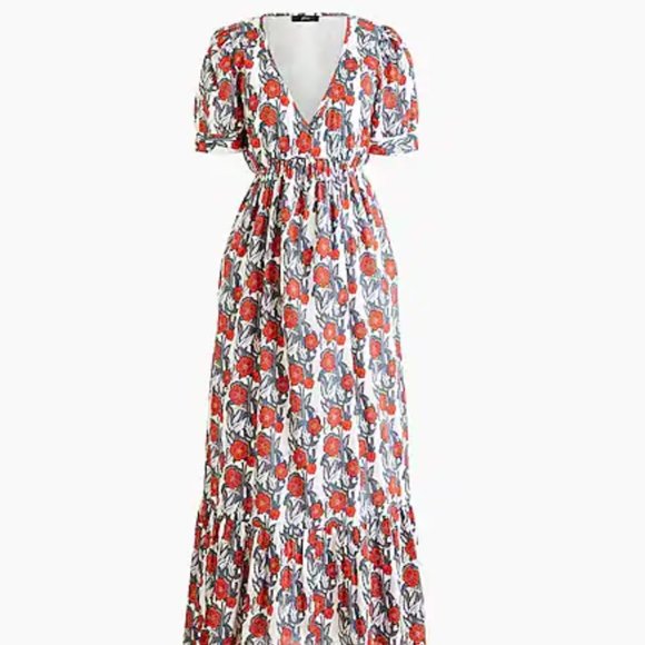 J. Crew | Dresses | J Crew Vneck Maxi Dress In Poppy Print | Poshmark